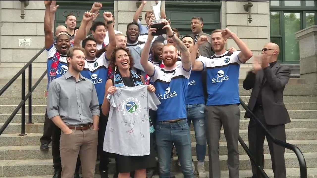 Duluth FC Hoists Trophy with Mayor Emily Larson - Fox21Online