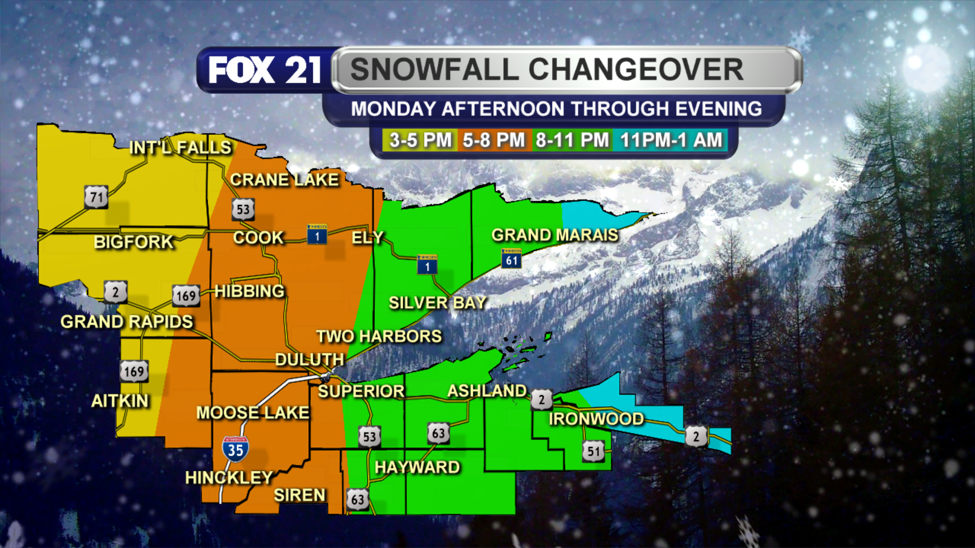 SNOWFALL CHANGEOVER MAP - Fox21Online