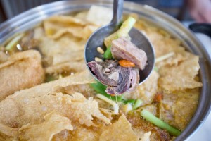 Goat Hot Pot and Whole Roast Fish with Skin Like Chicharrones