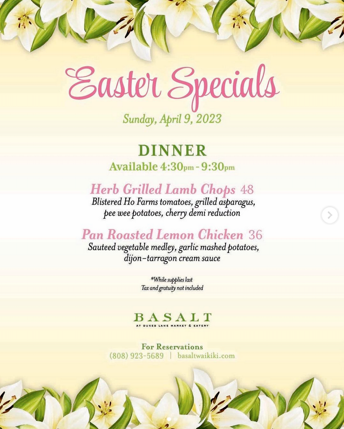 Easter 2023 Menus At O ahu Restaurants And Bakeries Easter 2023 Menus At O ahu Restaurants And Bakeries