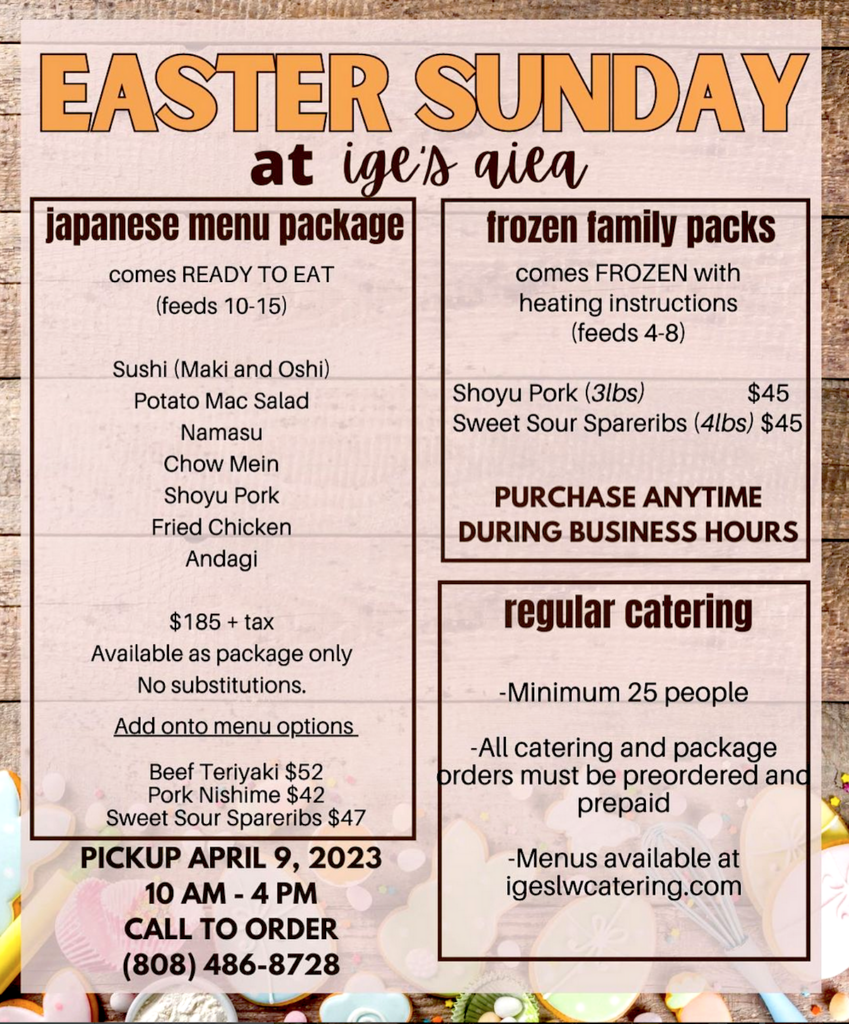 Easter 2023 Menus at O‘ahu Restaurants and Bakeries