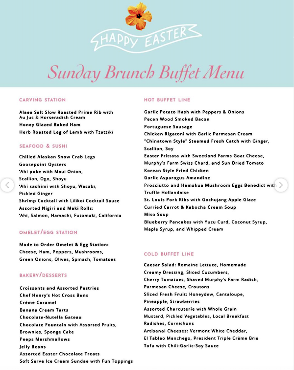 Your Roundup of Easter 2024 Menus From All Over O‘ahu