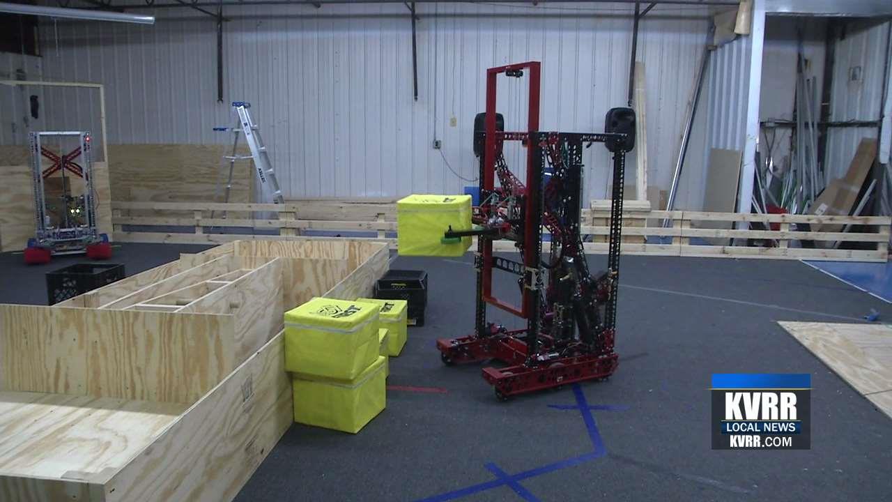 High School Students Practice for Robotics Competition