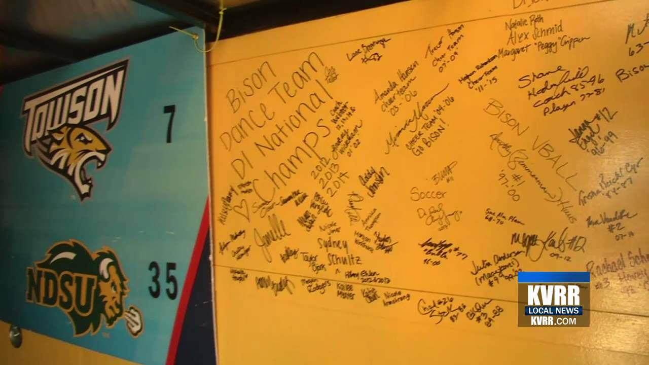 NDSU Fan Decorates Trailer Walls with Signatures of Bison Greats