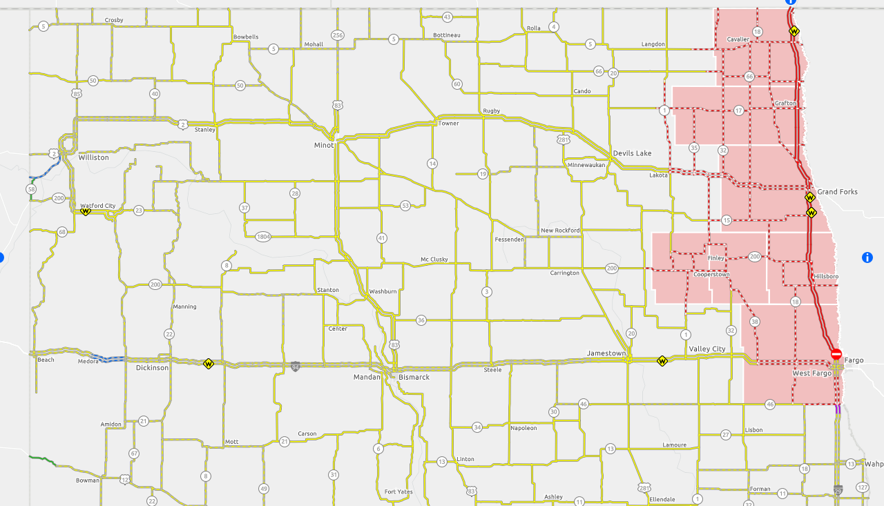 I-29 from Fargo to Canadian border closed due to weather conditions ...