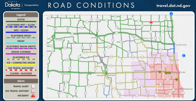 NDHP Advises No Travel in Southeast North Dakota Due to Slick Roads ...