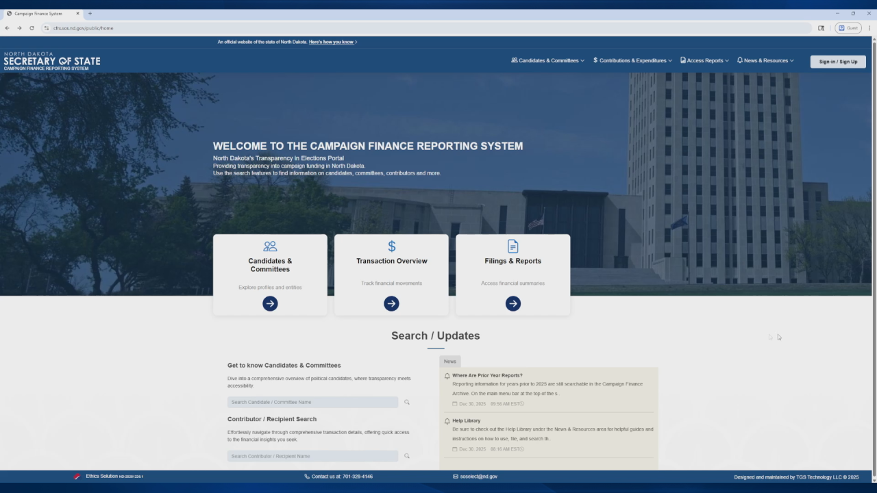 North Dakota Secretary of State's Office unveils new website on ...