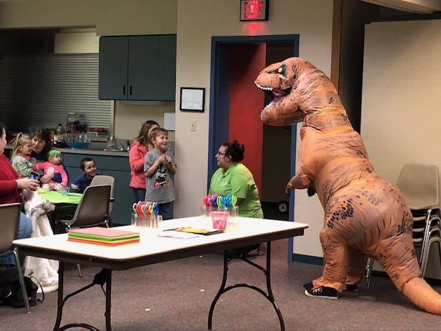 T-Rex Tea Party at John McIntire Library - WHIZ - Fox 5 / Marquee ...